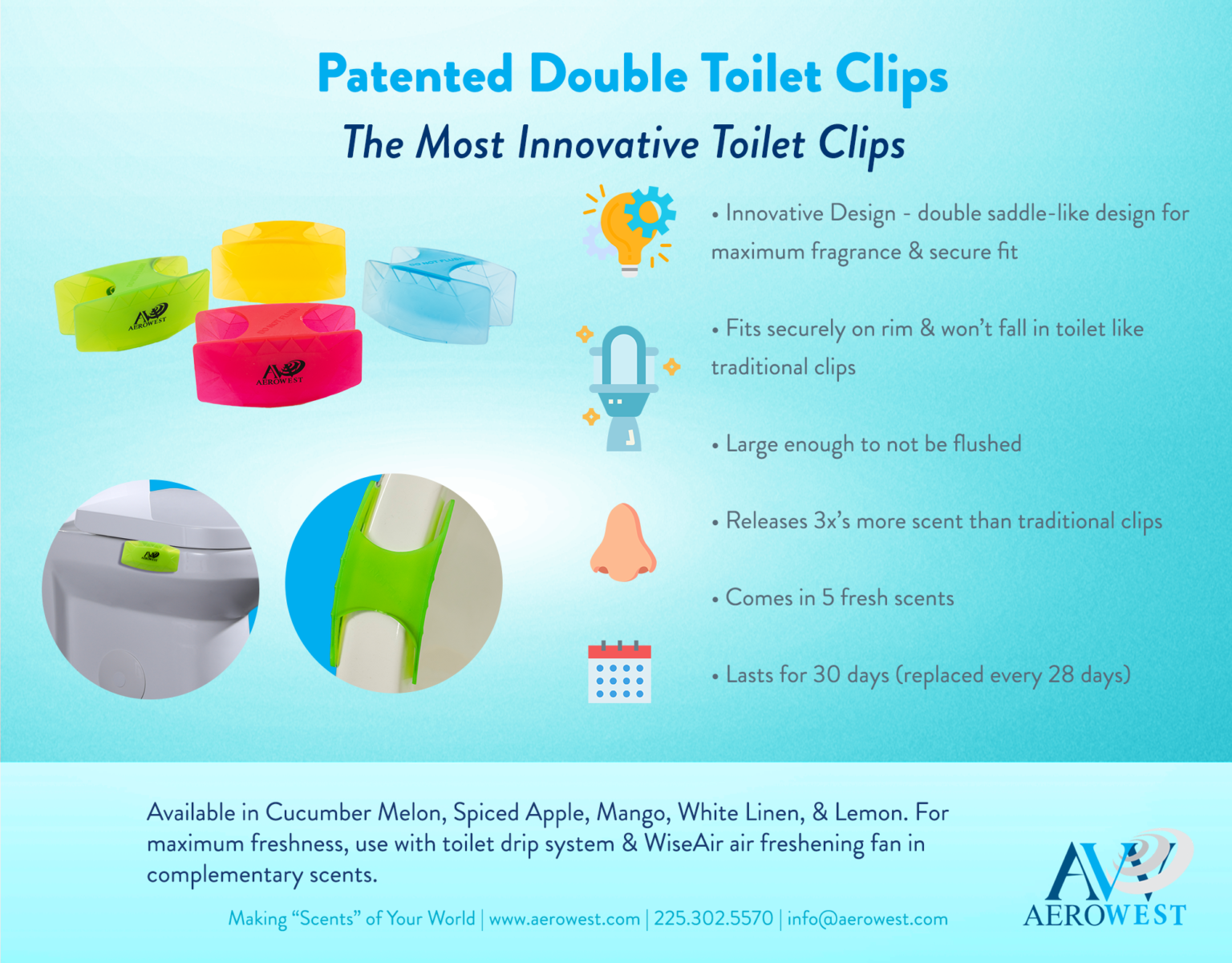 New Toilet Bowl Clip Provides Impressive Fragrance to Restrooms - AeroWest